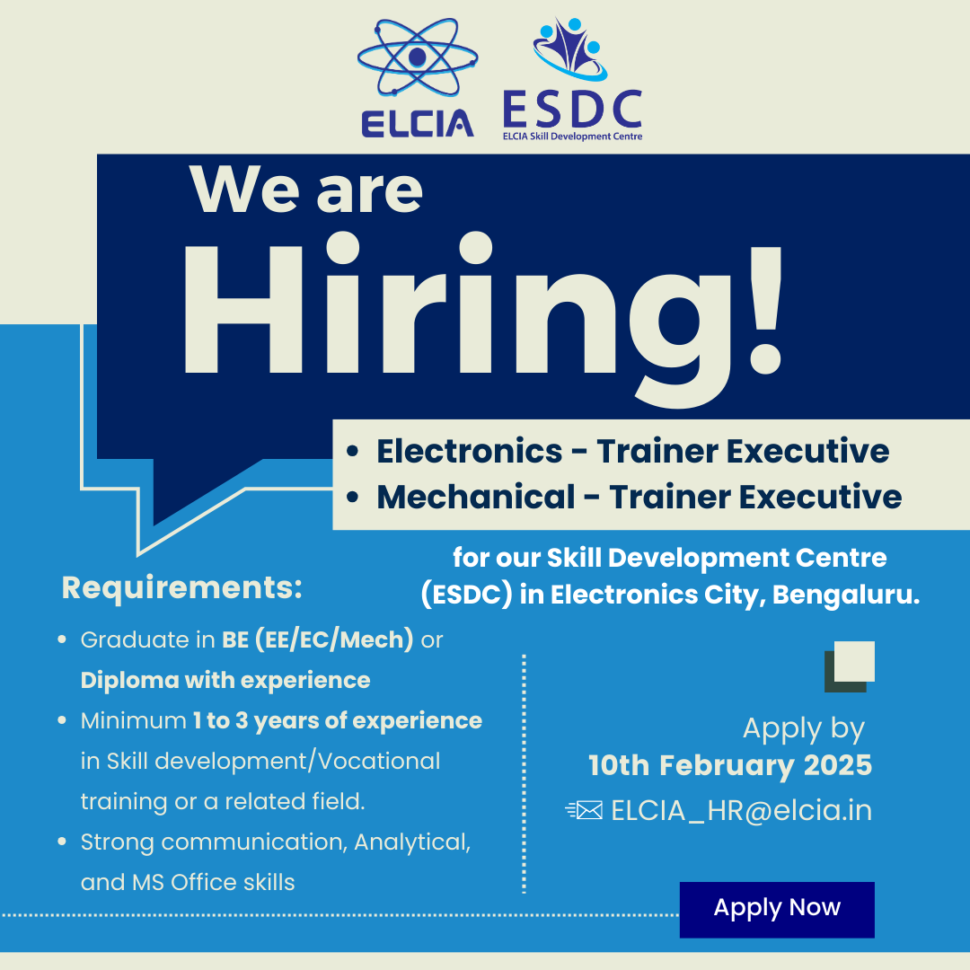 HIRING for Trainer-Executive, Electronics City, Bengaluru | ELCIA