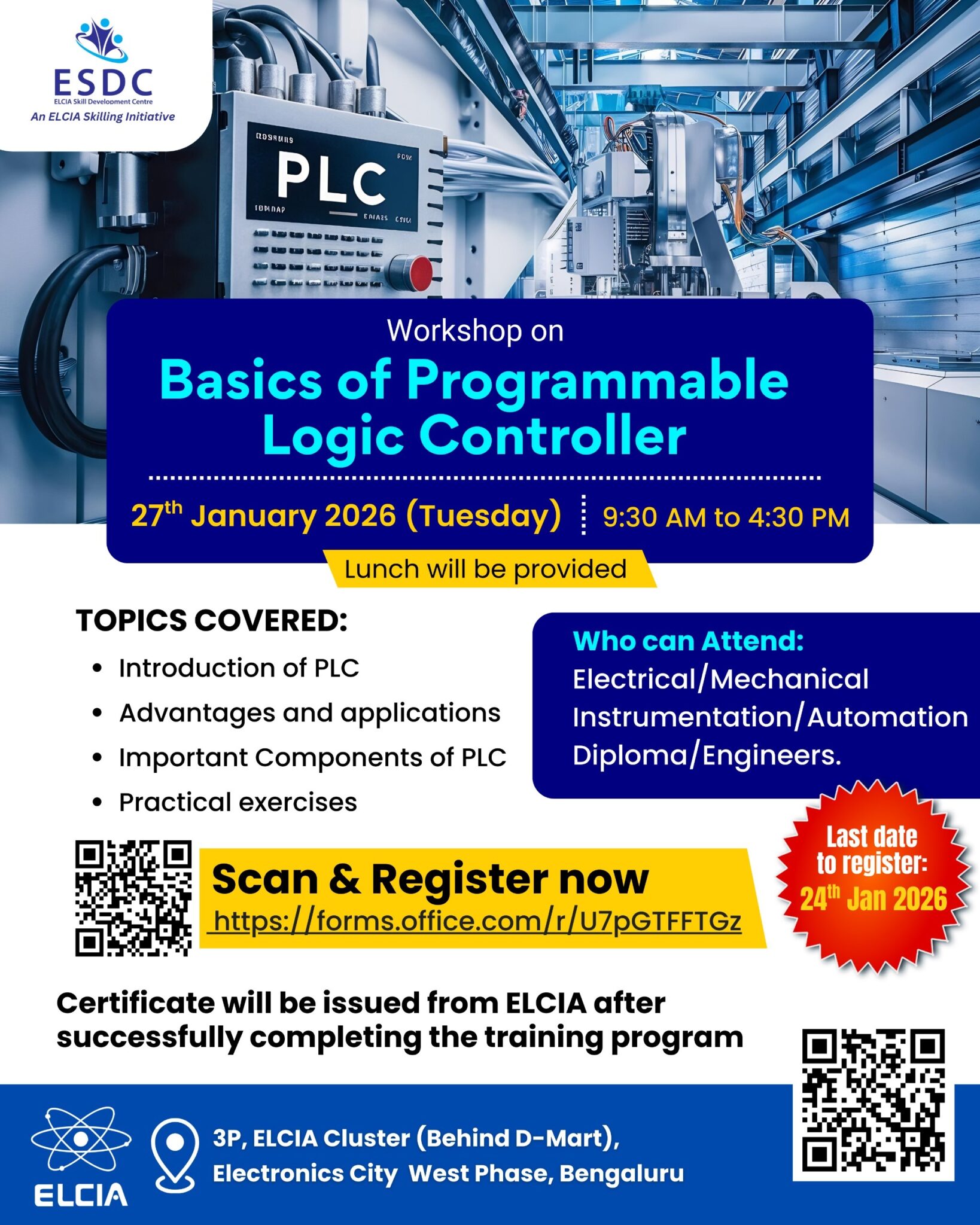Workshop on Basics of Programmable Logic Controller (PLC) | ELCIA